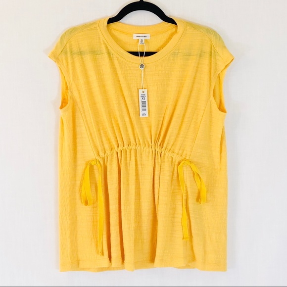 Max Studio | Tops | Max Studio Crinkle Knit Yellow Top | Poshmark